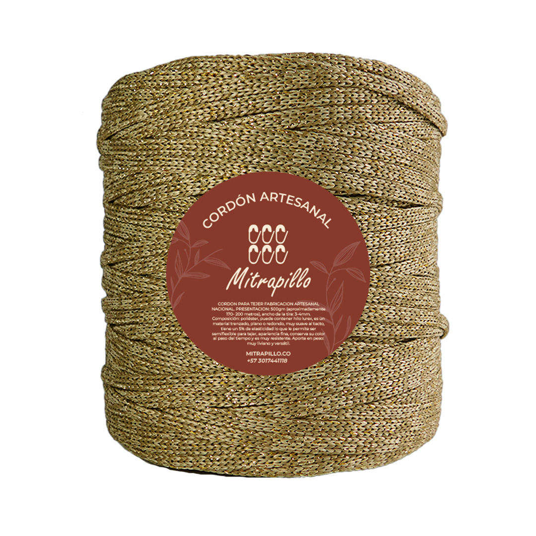 Cordón fantasía lurex dorado gold X 500 gm – Mi trapillo
